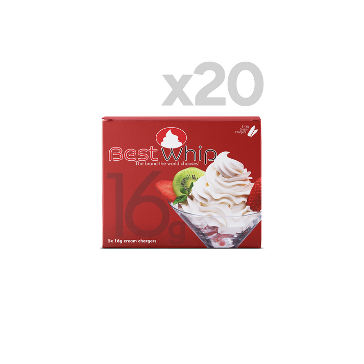 Best Whip 16g N2O Chargers - 20 Packs of 5 cartridges Cream Chargers
